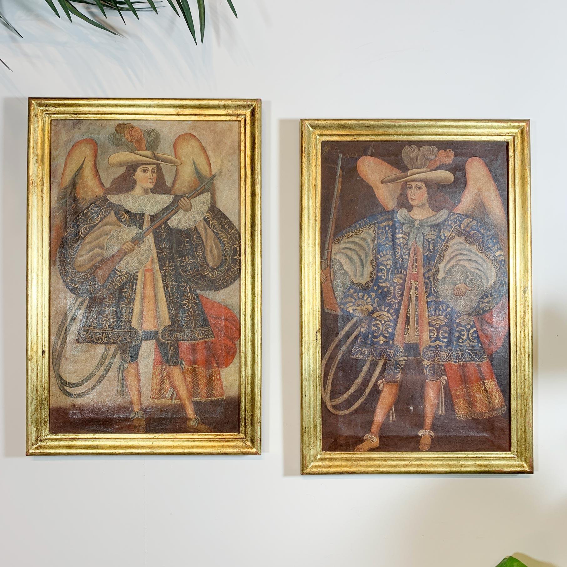 Pair of 19th Century Cuzco School Oil Paintings on Canvas at 1stDibs