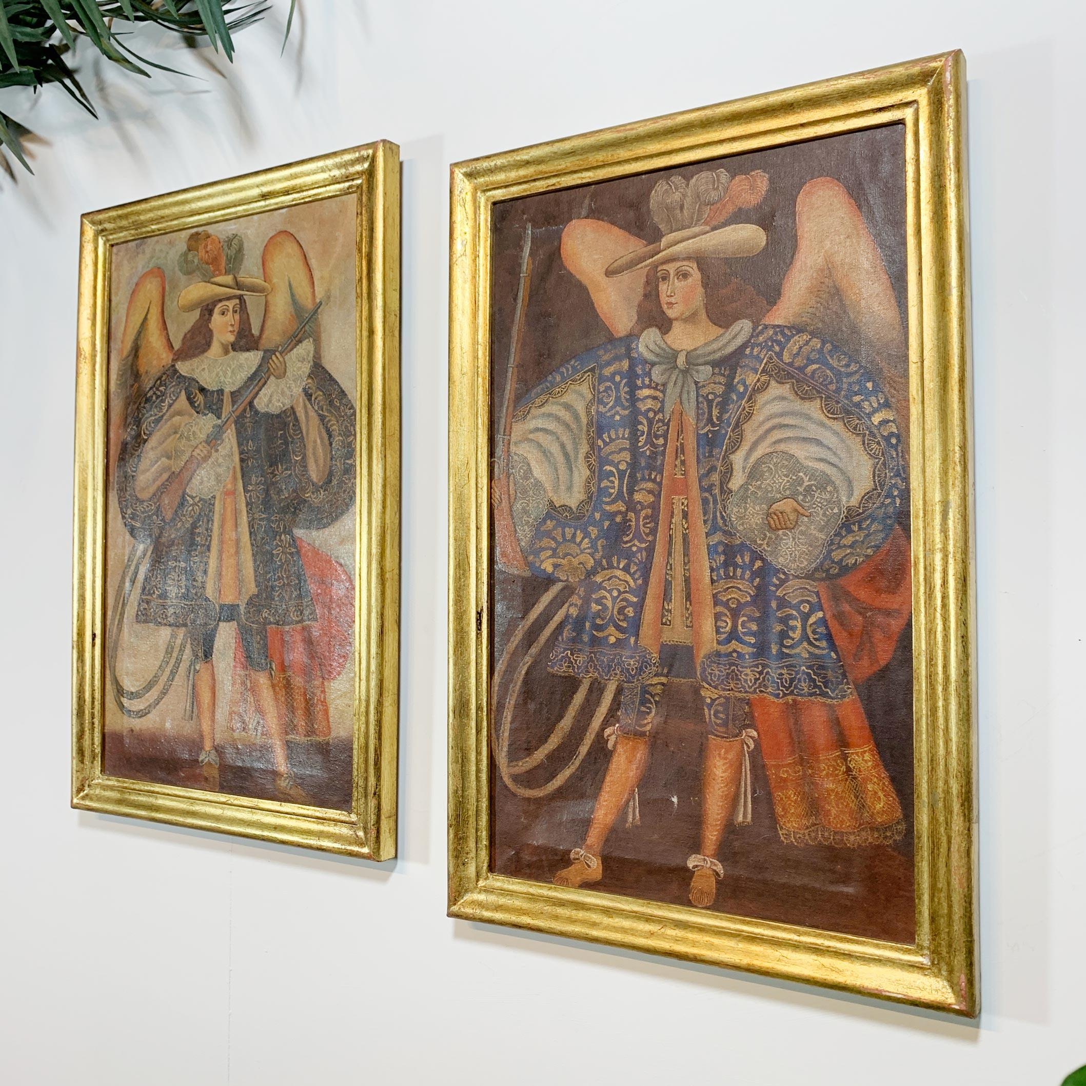 Pair of 19th Century Cuzco School Oil Paintings on Canvas at 1stDibs
