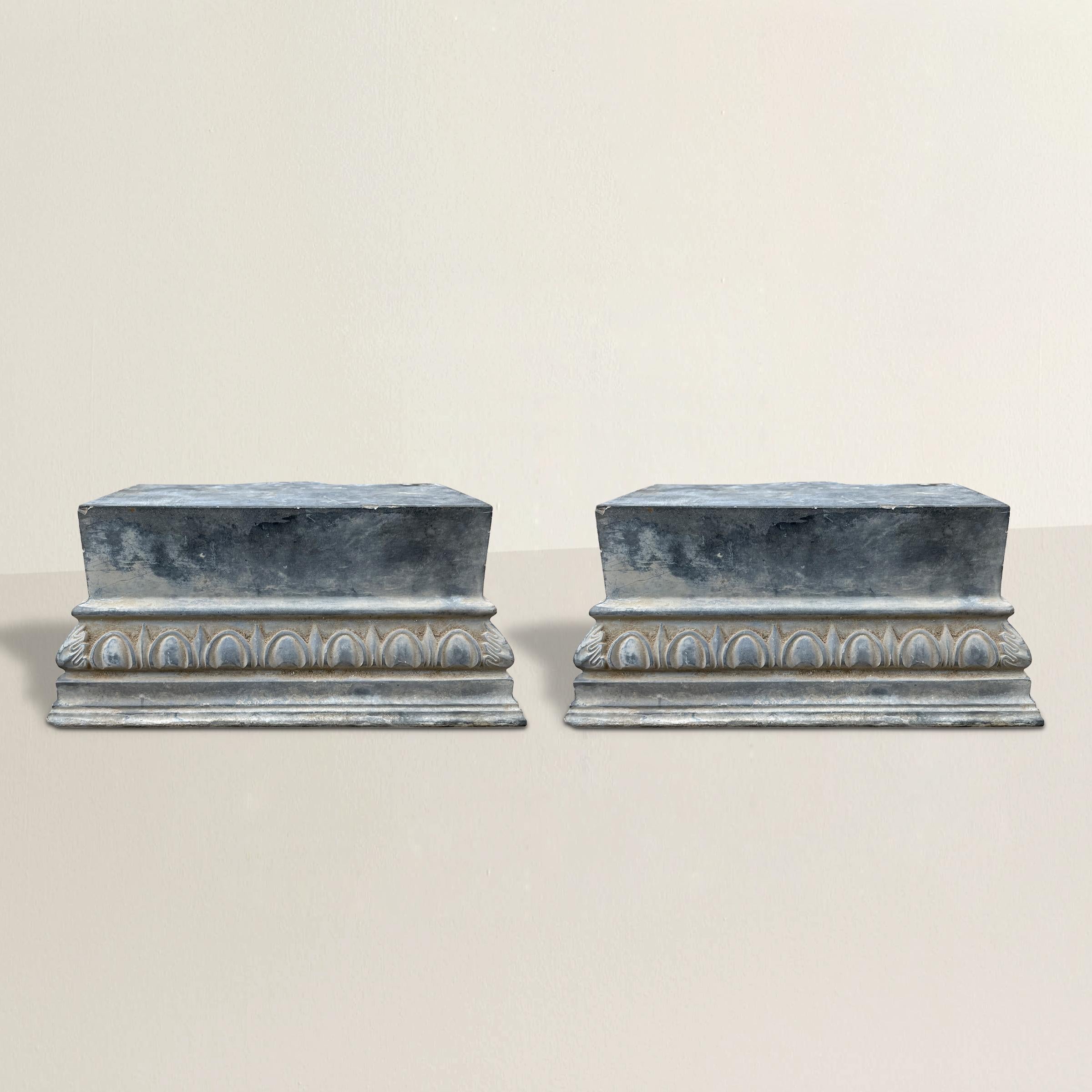 Pair of 19th Century English Bluestone Capitals For Sale at 1stDibs
