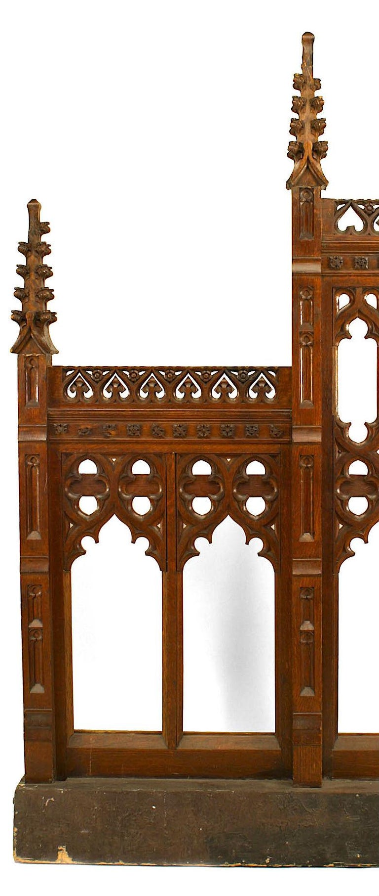 Pair of English Gothic Revival Oak Railings For Sale at 1stDibs