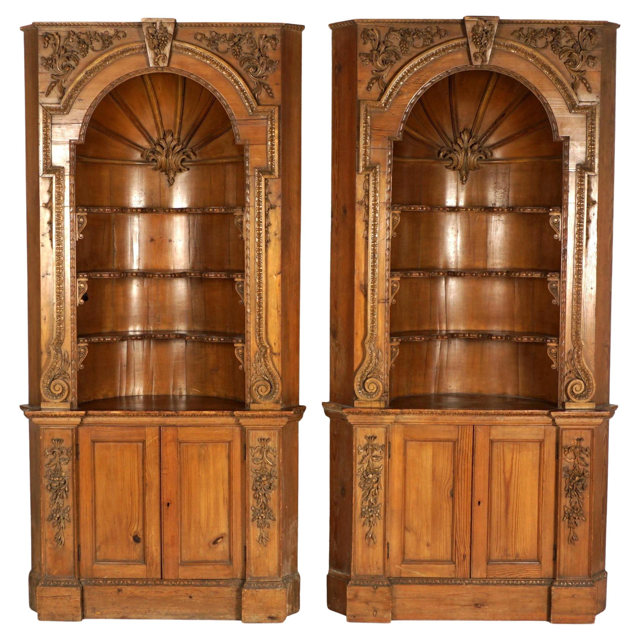 Pair of English 19th Century Pine Cabinets with Black Granite Tops For ...