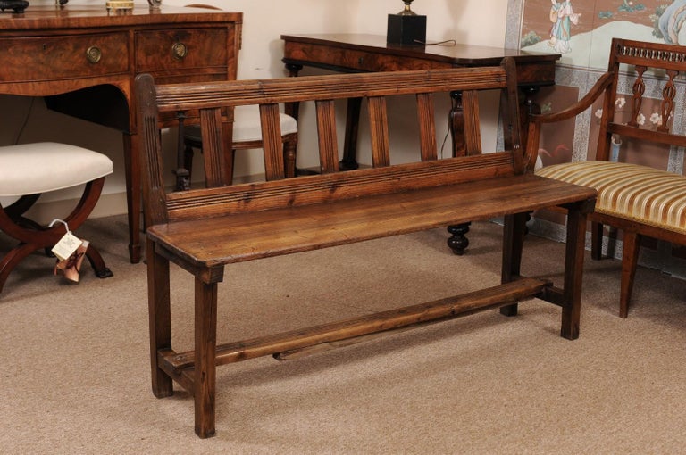 Pair of 19th Century English Pitch Pine Hall Benches For Sale at 1stdibs