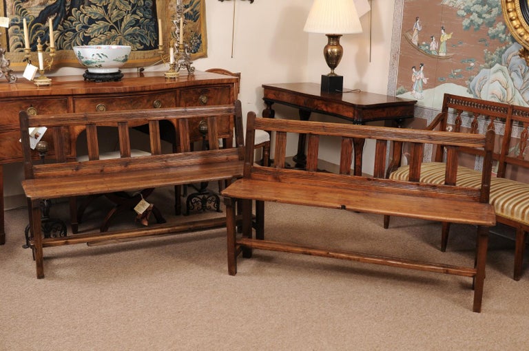 Pair of 19th Century English Pitch Pine Hall Benches For Sale at 1stdibs