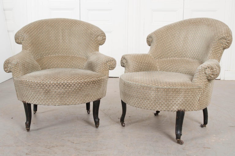 Pair of 19th Century English Upholstered Tub Chairs at 1stDibs