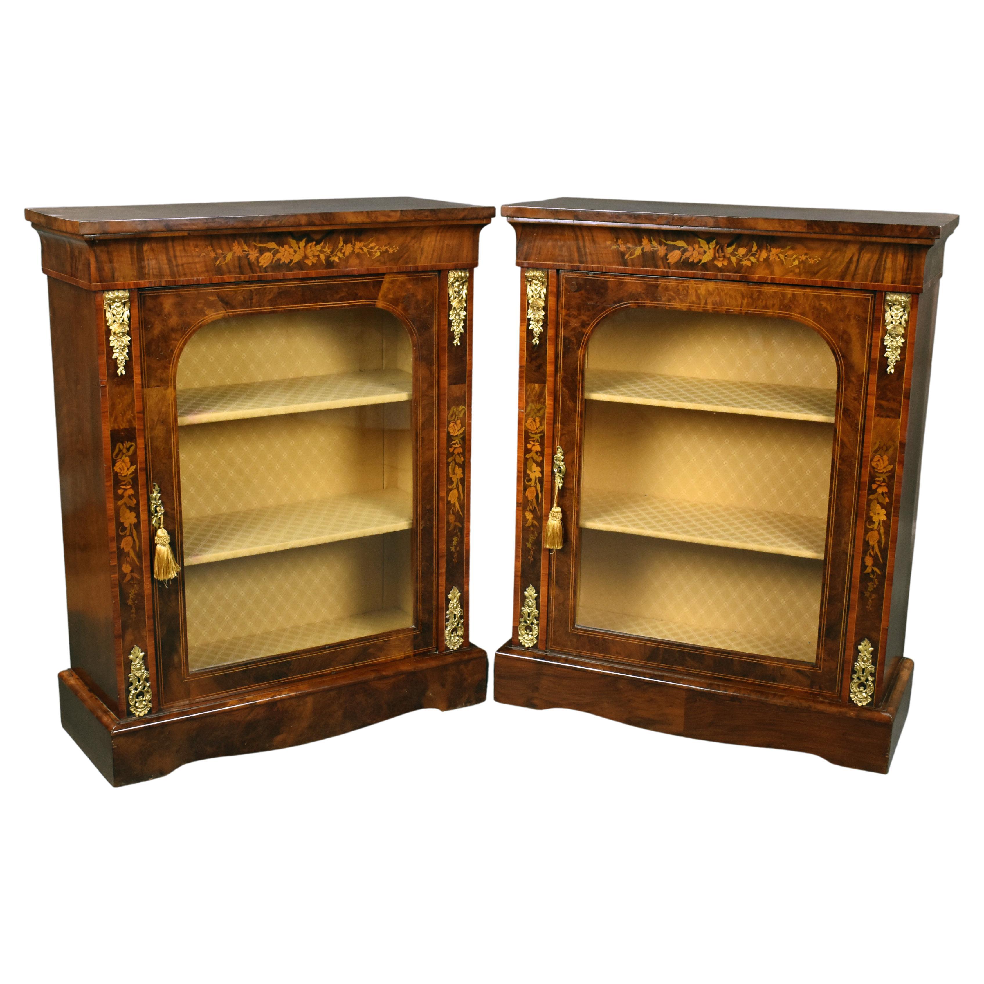 19th Century Walnut and Marquetry Pier Cabinet For Sale at 1stDibs