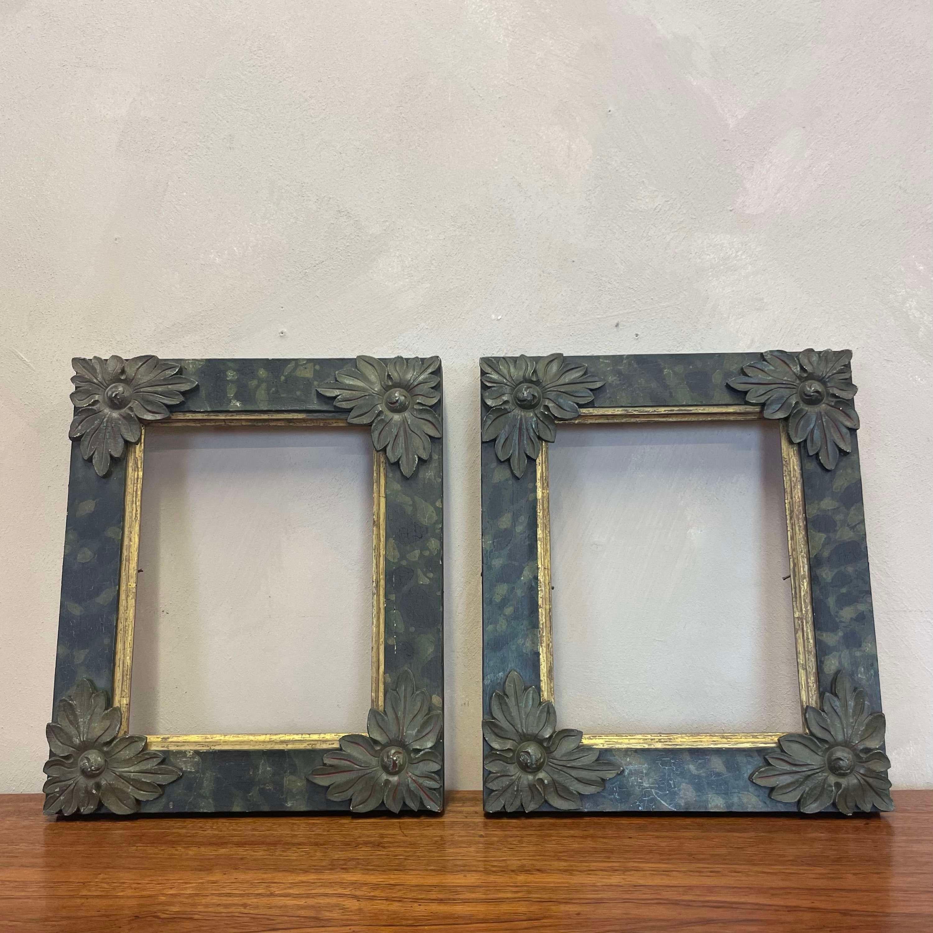 Pair of 19th Century English Wooden Marble Effect Hand Painted Frames ...
