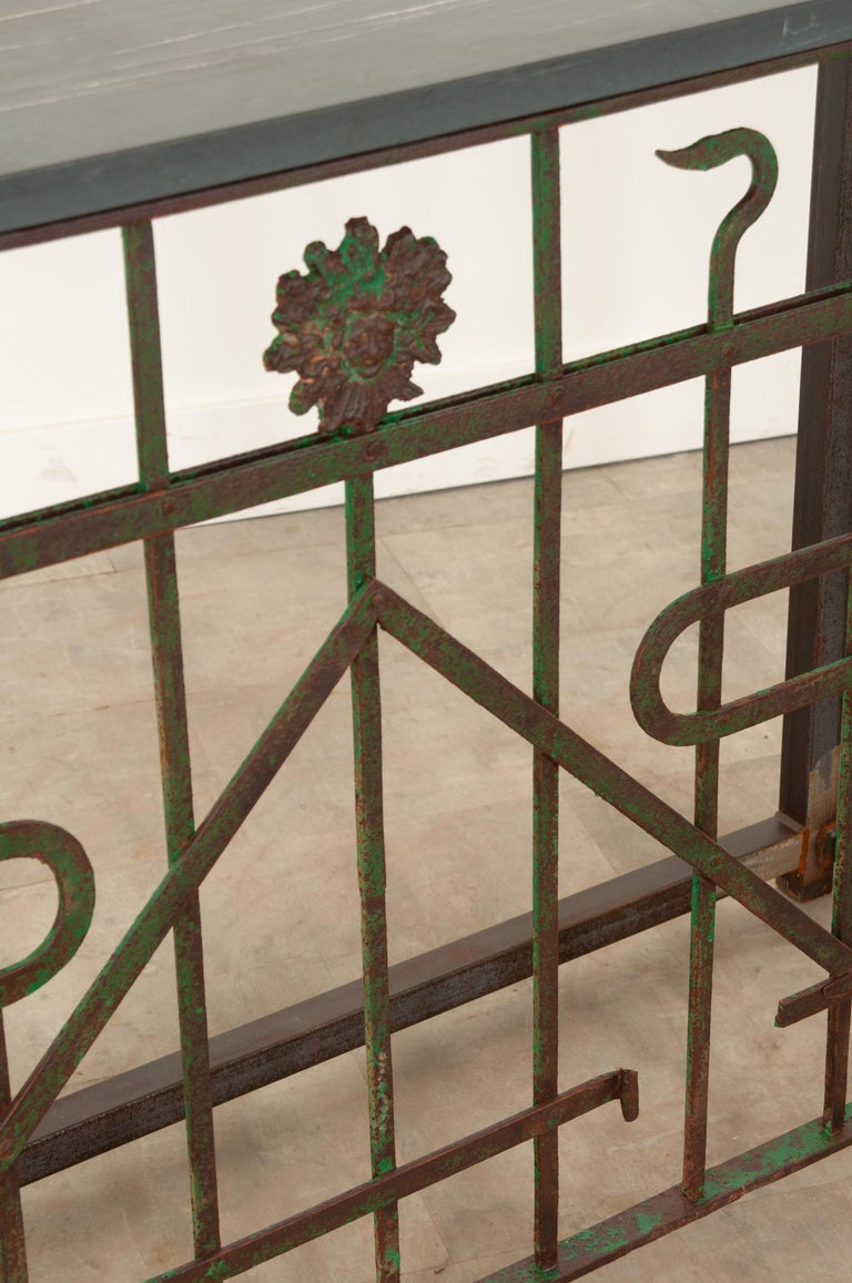 Pair of 19th Century European Iron Panel Consoles For Sale at 1stDibs