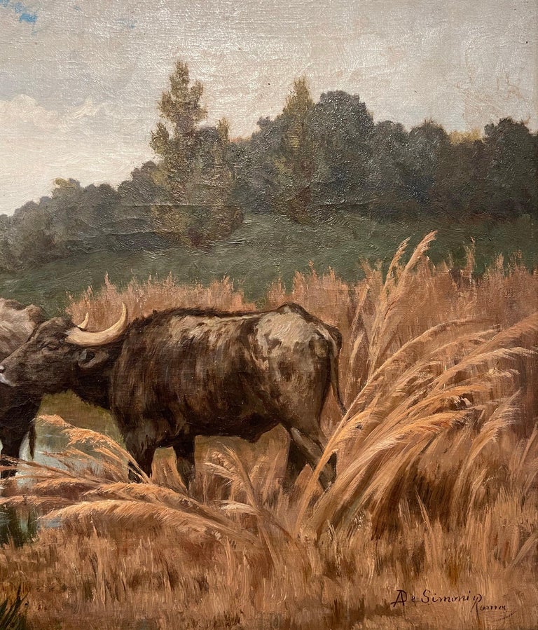 Pair of 19th Century Framed Oil on Canvas Cow Paintings Signed A. de ...