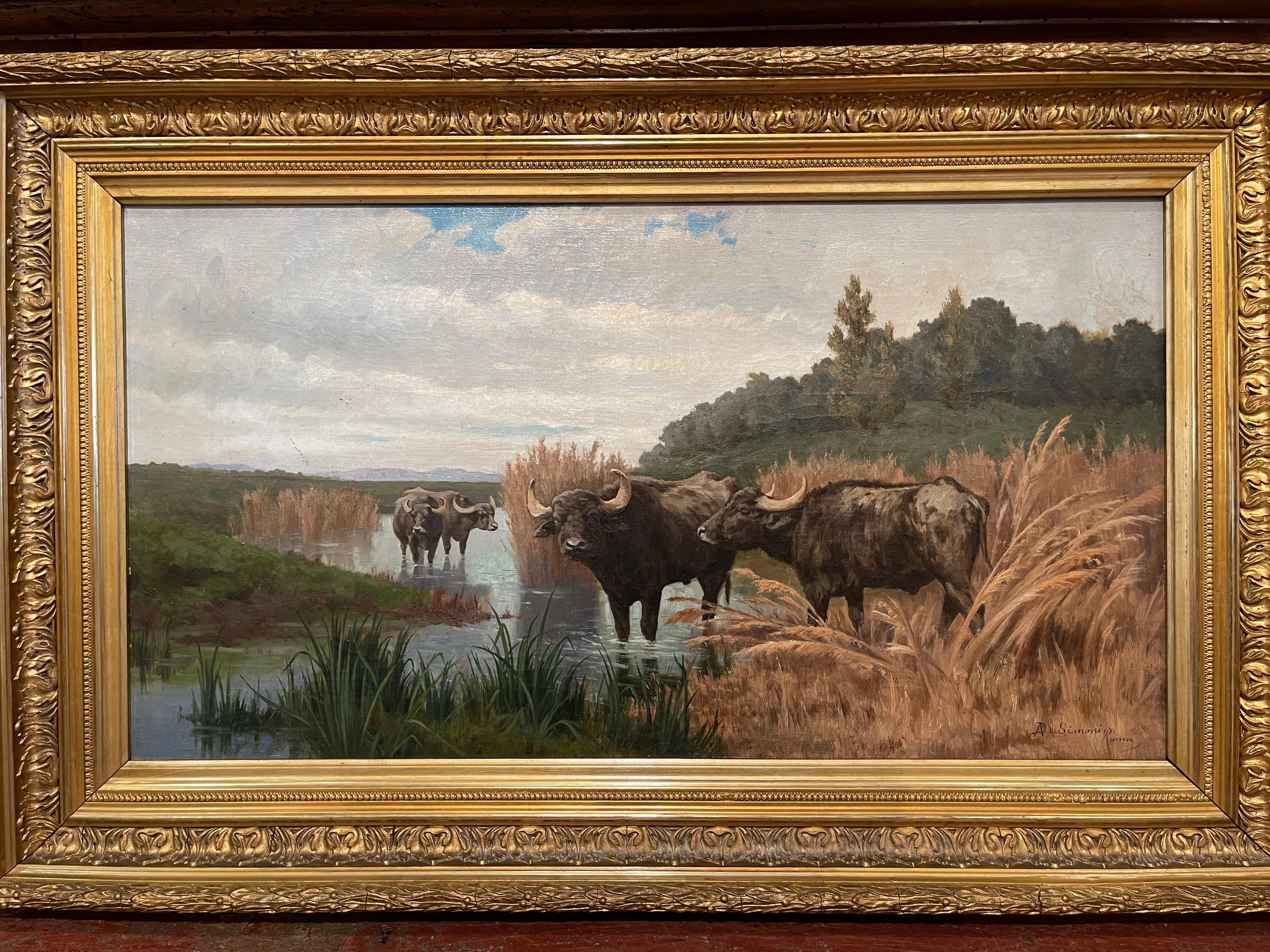 Pair of 19th Century Framed Oil on Canvas Cow Paintings Signed A. de ...