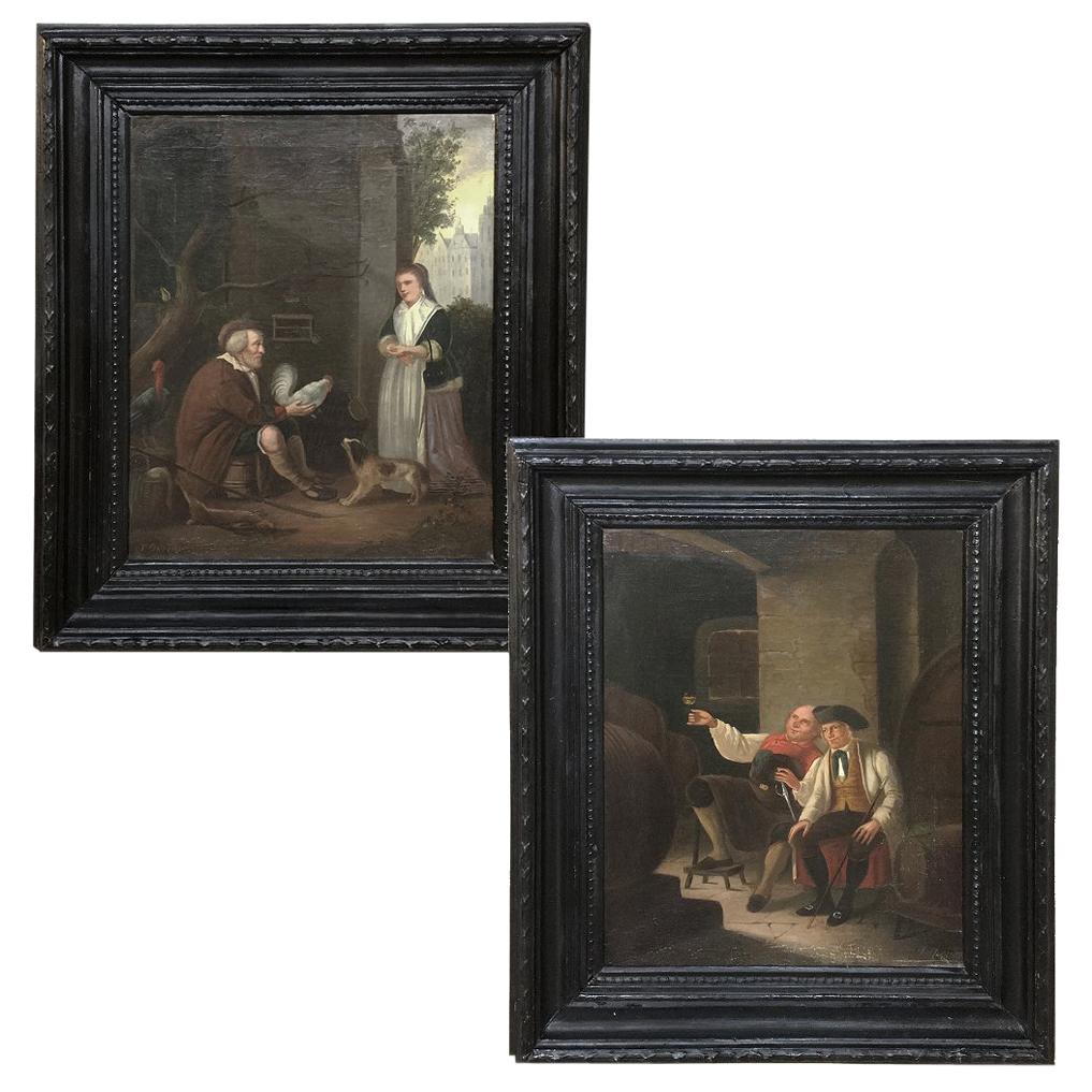 Pair of 19th Century Framed Oil Paintings on Canvas by I. Gorius For ...