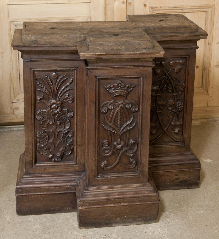 Pair of 19th Century French Architectural Hand Carved Column Pediments ...