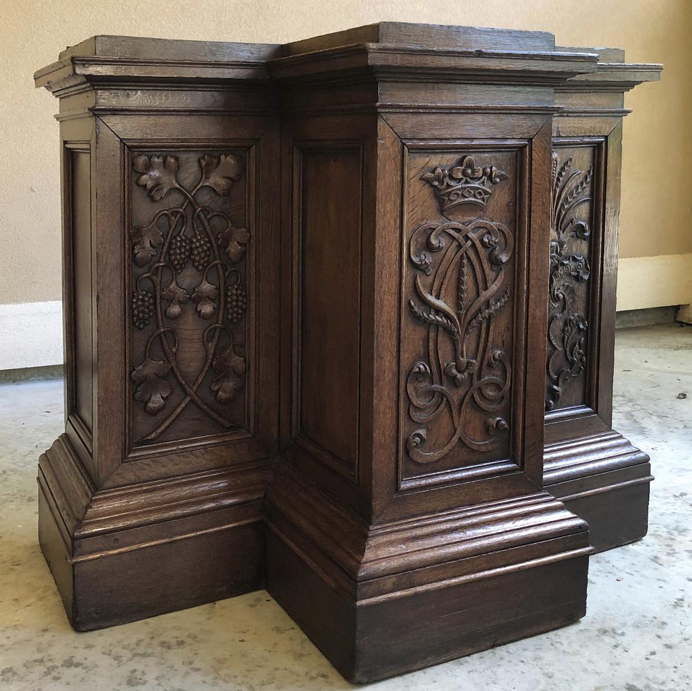 Pair of 19th Century French Architectural Hand Carved Column Pediments ...
