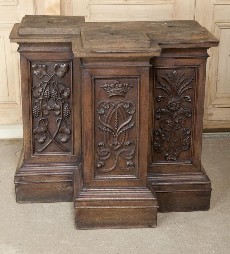 Pair of 19th Century French Architectural Hand Carved Column Pediments ...