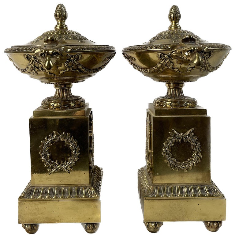 Pair of 19th Century French Brass Andirons with Eagles For Sale at 1stDibs