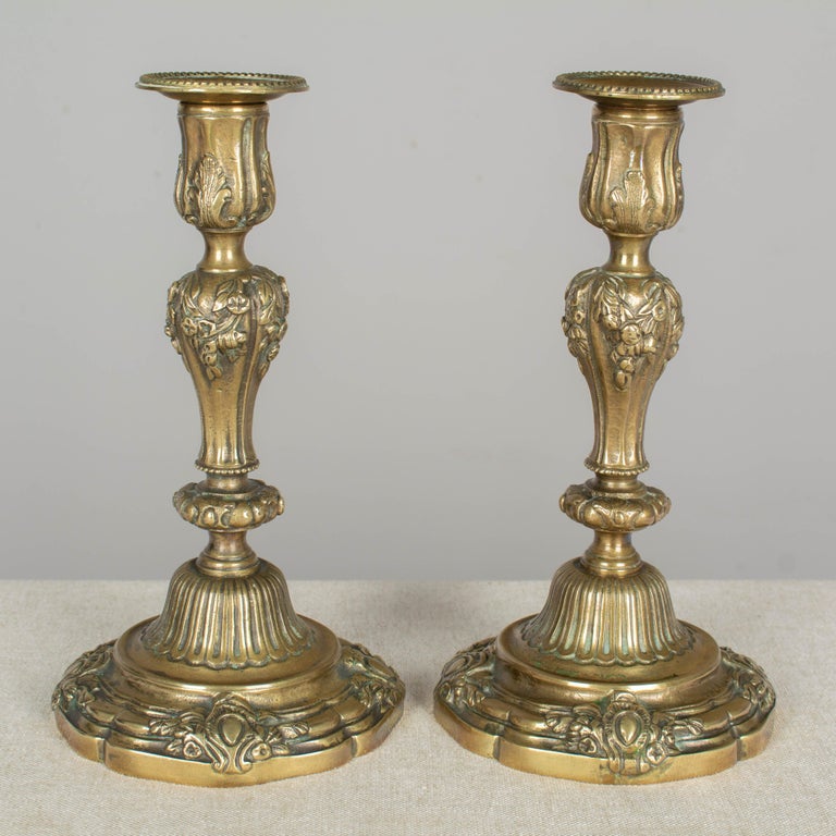 Pair of 19th Century French Bronze Candlesticks at 1stDibs