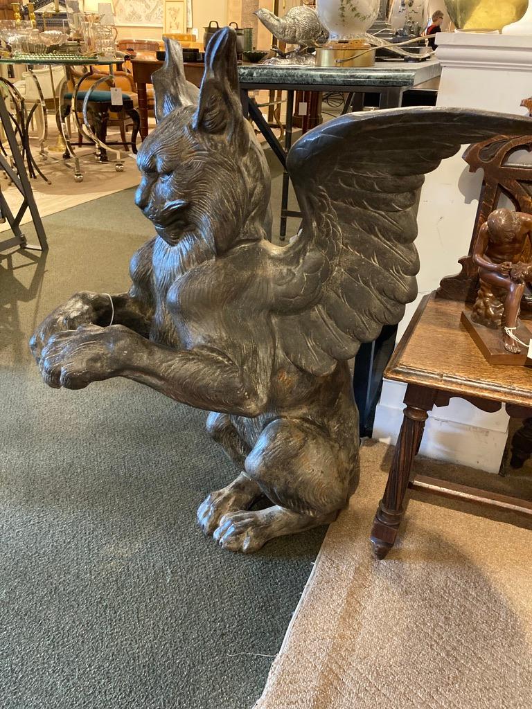 Pair of 19th Century French Cast Architectural Iron Gargoyles, Large ...