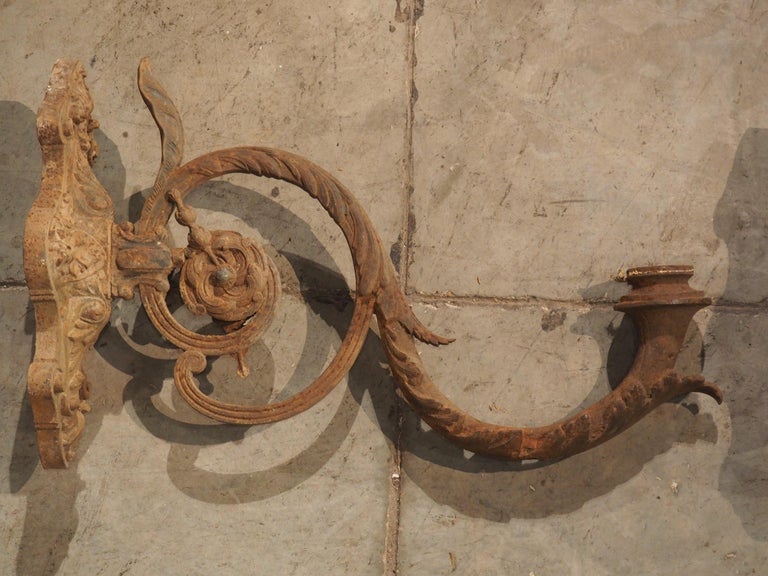 Pair of 19th Century French Cast Iron Bras De Lumière Sconces or ...
