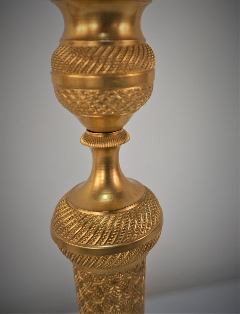 Pair of 19th Century French Gilt Bronze Candlesticks For Sale at 1stDibs