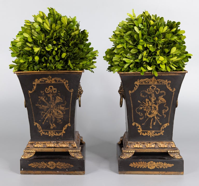 Pair of 19th Century French Gilt Tole Jardinieres Cachepots at 1stDibs