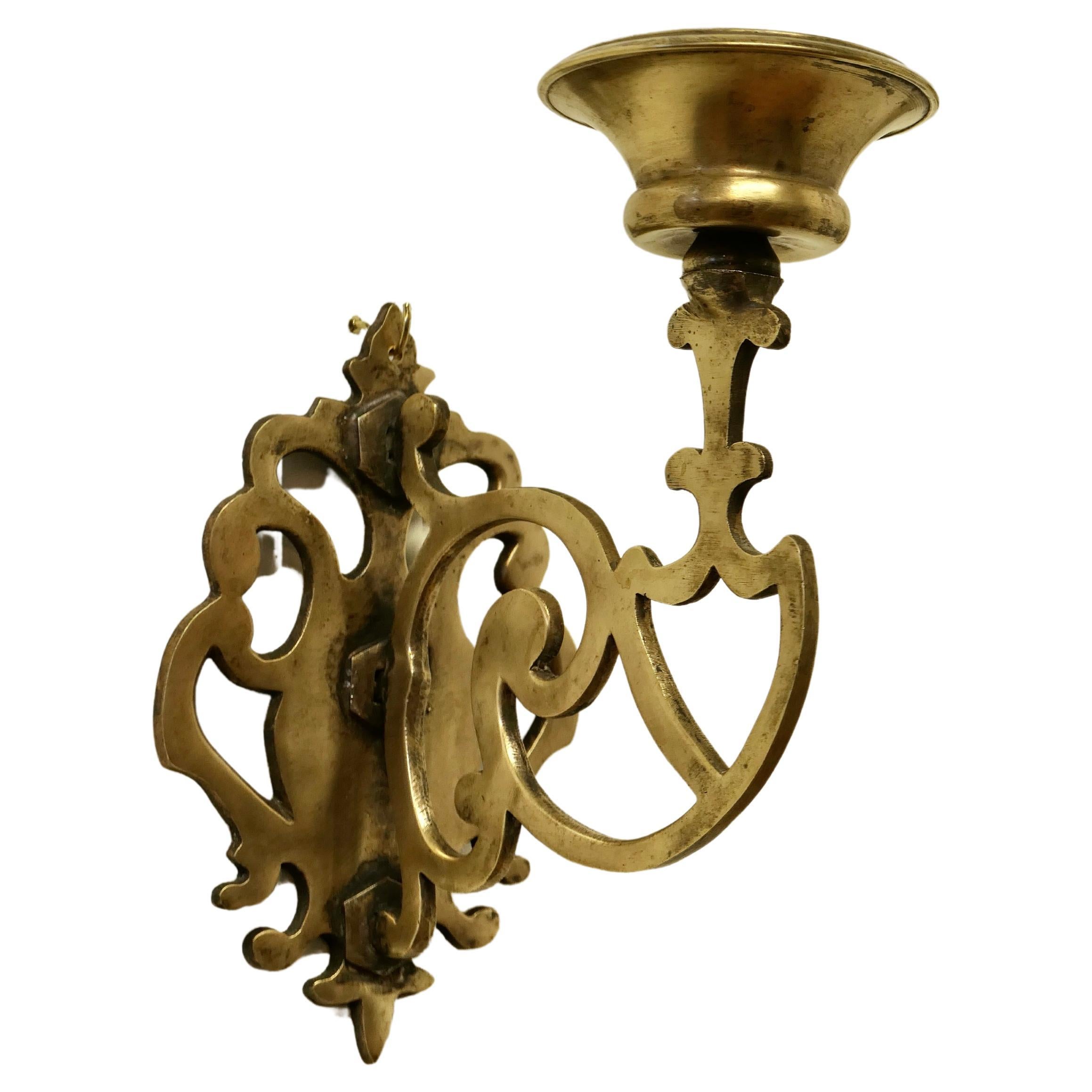 Pair of 19th Century Aesthetic Movement Brass and Glass Wall Sconces ...