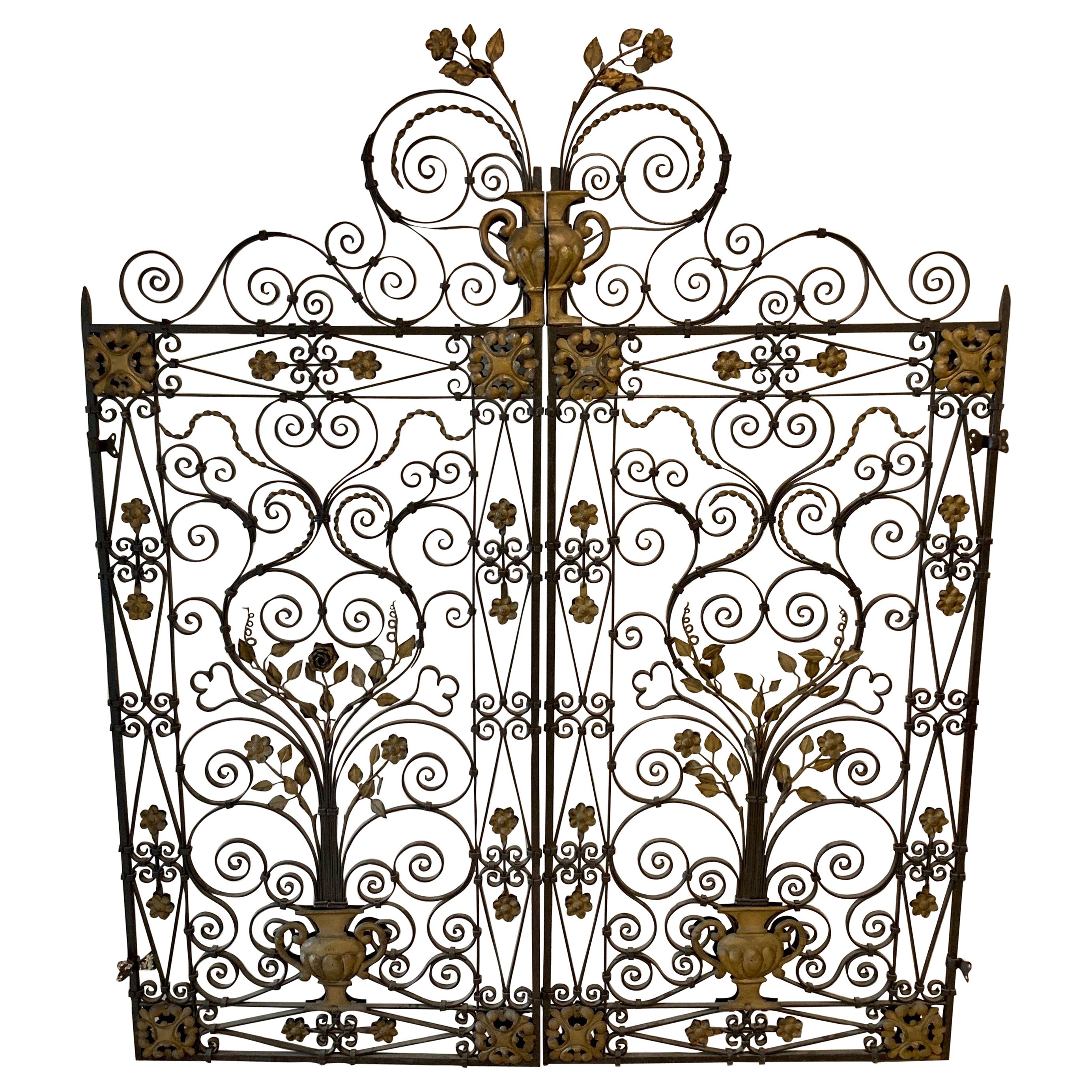 Pair of 19th Century French Hand Forged Iron Gates at 1stDibs