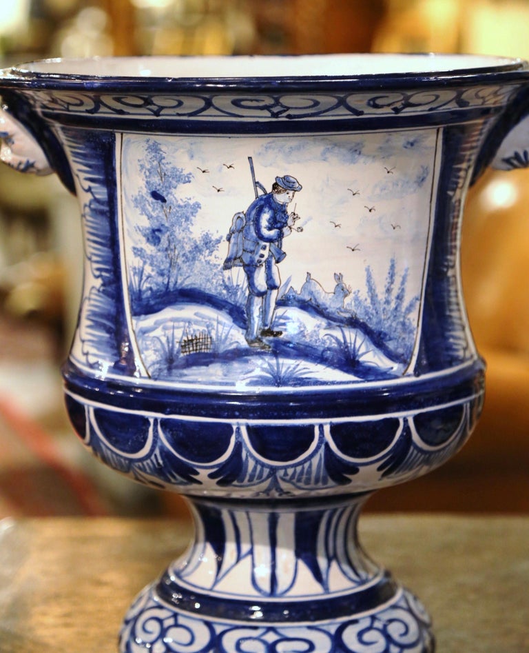 Pair of 19th Century French Hand-Painted Faience Planters from Nevers ...