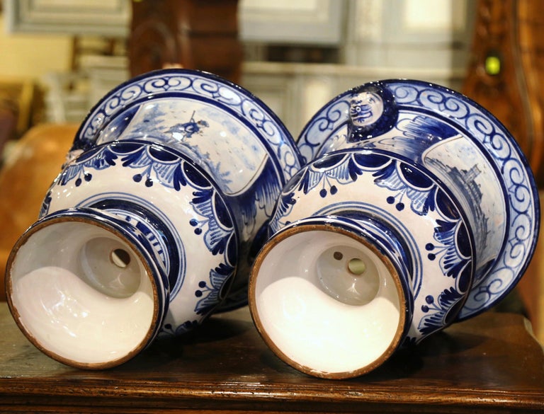 Pair of 19th Century French Hand-Painted Faience Planters from Nevers ...