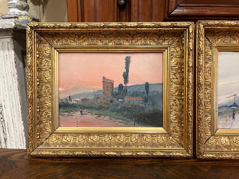 Pair of 19th Century French Landscape Oil on Board Paintings Signed F ...