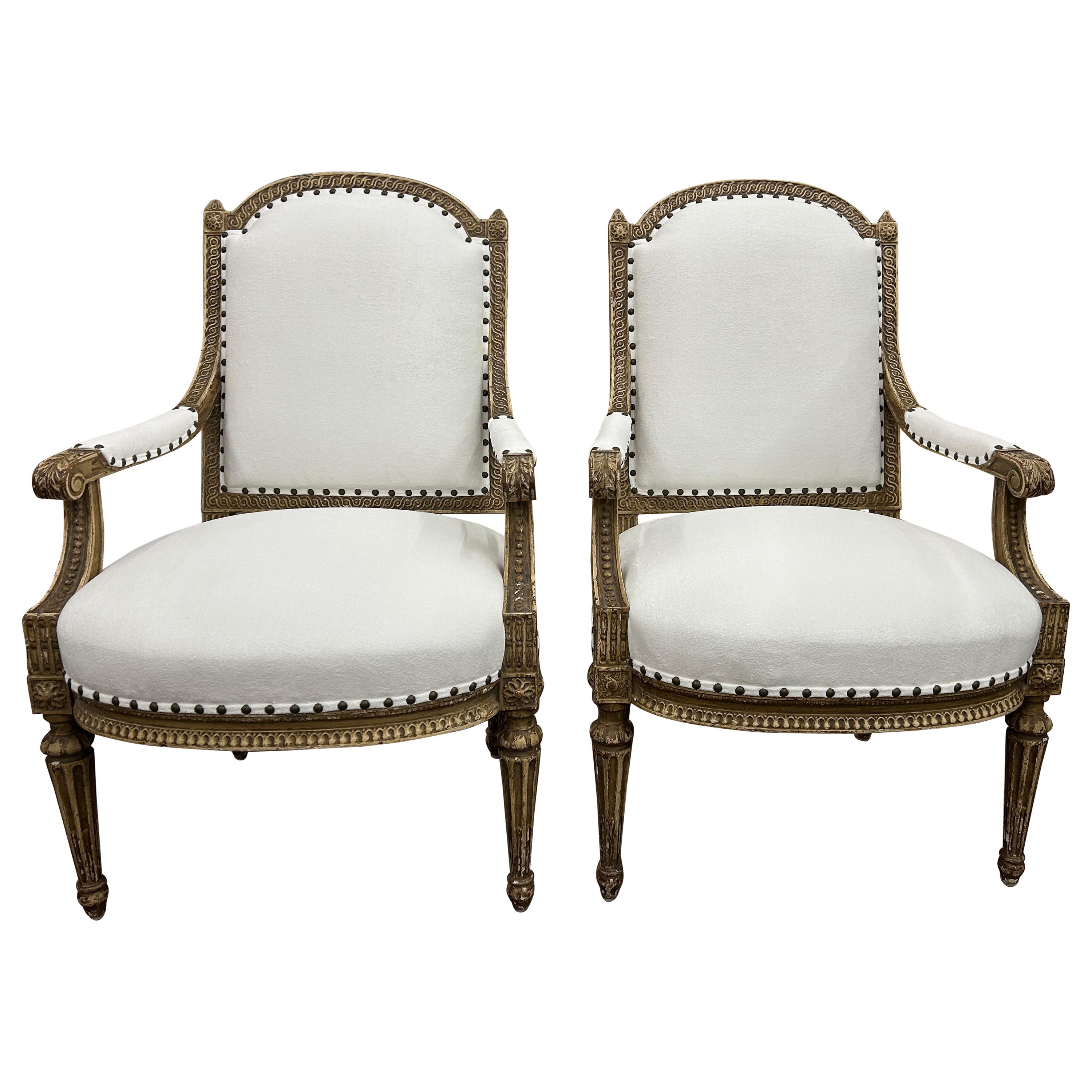 Pair Of 19th Century French Louis XVI Style Chairs For Sale at 1stDibs