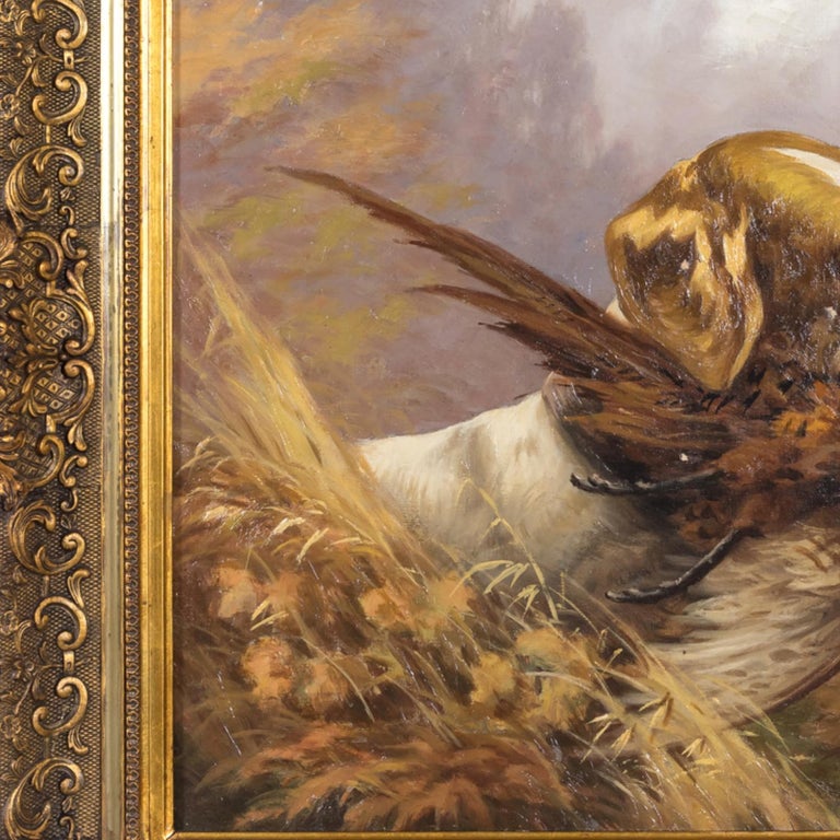 Pair of 19th Century French Oil Hunting Dog Portraits, Signed Louis ...