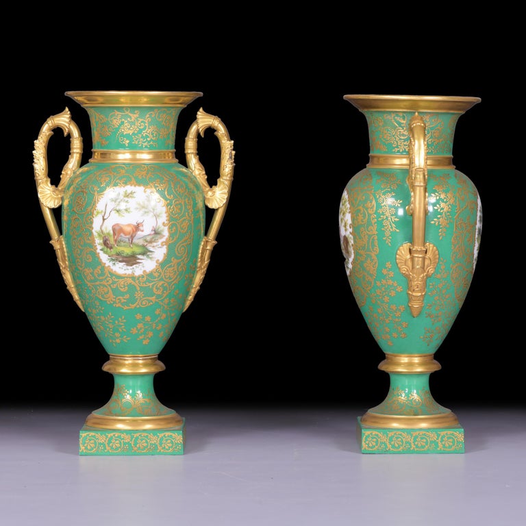 Pair of 19th Century French Parisian Vases For Sale at 1stDibs