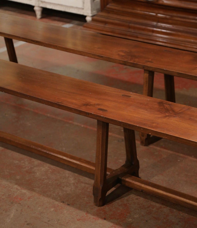 Pair of 19th Century French Provincial Carved Cherry Three-Leg Trestle ...