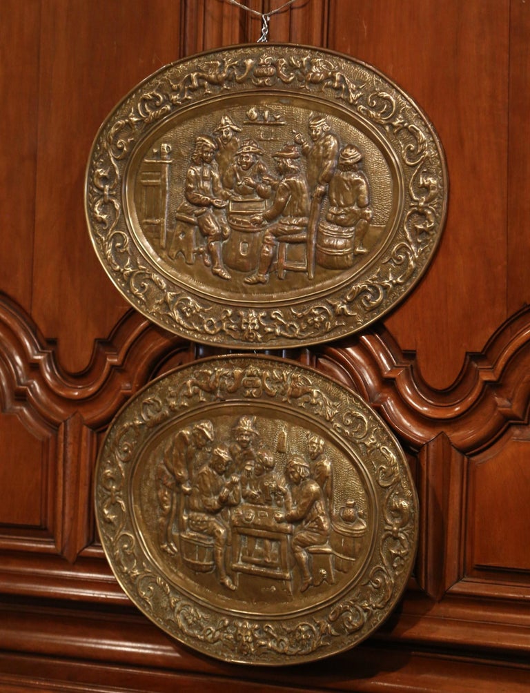 Pair of 19th Century French Repousse Copper Wall Plaques at 1stDibs