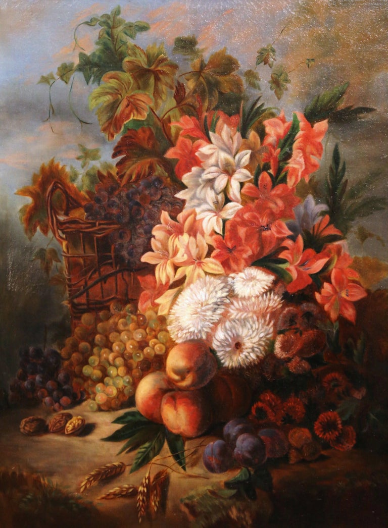 Pair of 19th Century French Still Life Flower Paintings in Gilt Frames ...
