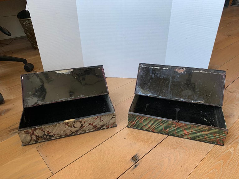 Pair of 19th Century French Tole Document Boxes For Sale at 1stDibs