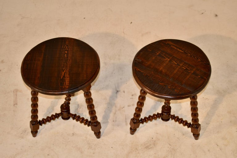 Pair of 19th Century French Turned Stools at 1stDibs