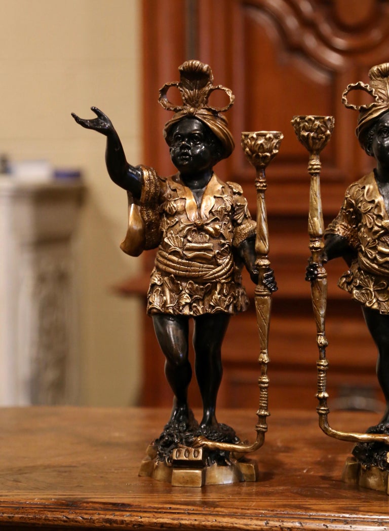 Pair of 19th Century French Two-Tone Patinated Bronze Figures ...