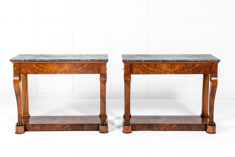 Pair of 19th Century French Walnut Console Tables For Sale at 1stDibs