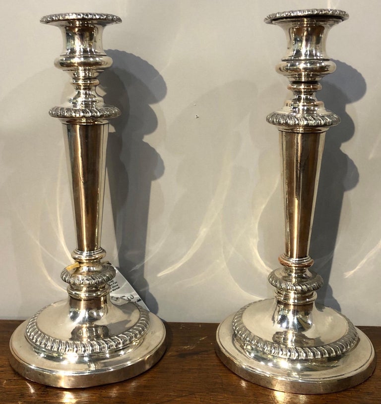 Pair of 19th Century Georgian Sheffield Plate Candlesticks For Sale at ...