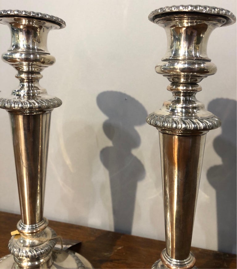 Pair of 19th Century Georgian Sheffield Plate Candlesticks For Sale at ...