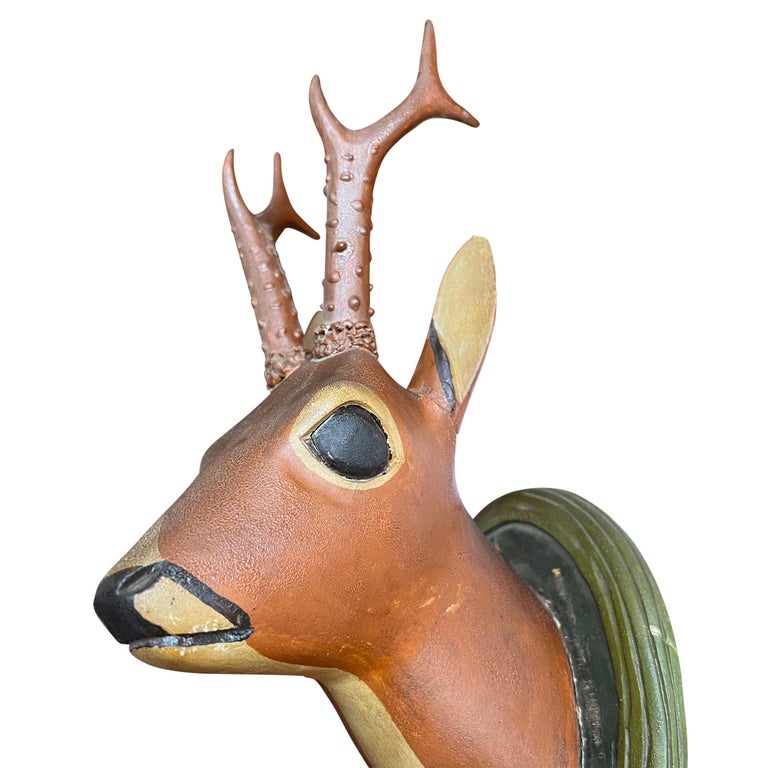 Pair of 19th Century German Carved Wood Roe Deer Mounts For Sale at 1stDibs