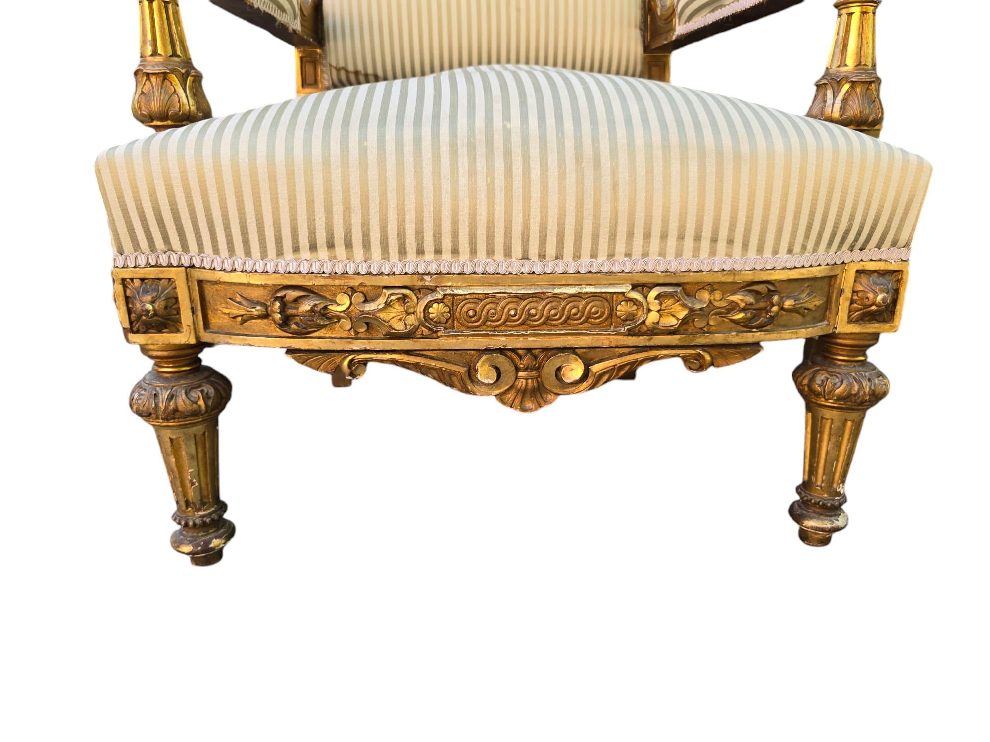 Pair of 19th Century Gilded French Armchairs For Sale at 1stDibs