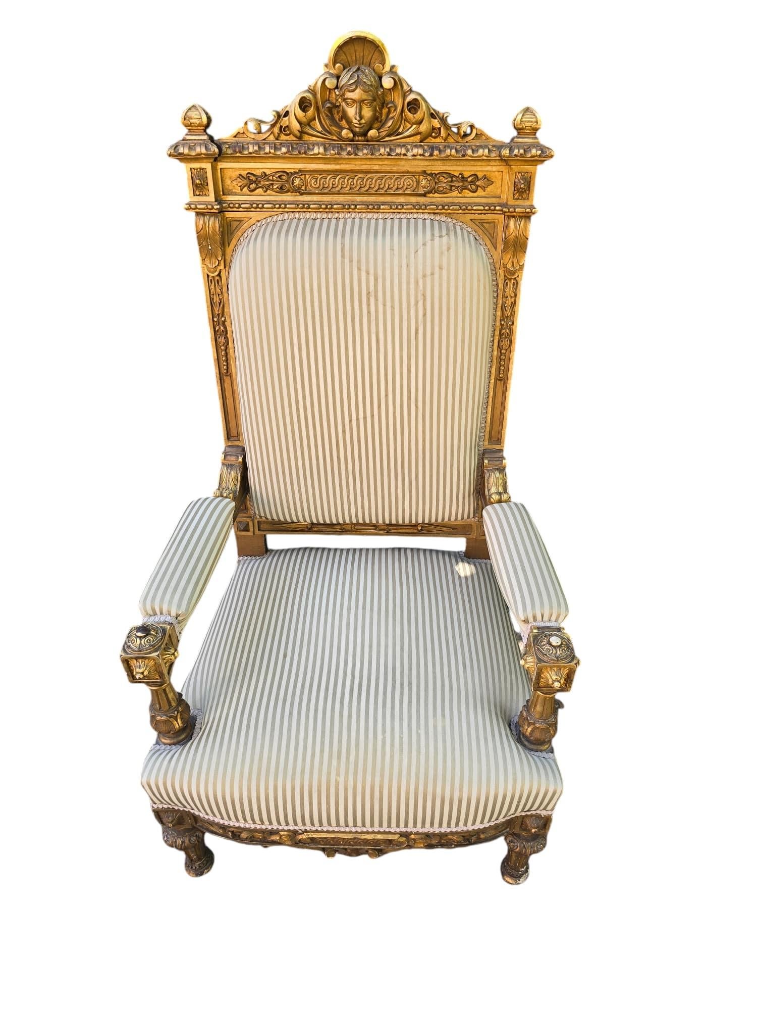 Pair of 19th Century Gilded French Armchairs For Sale at 1stDibs