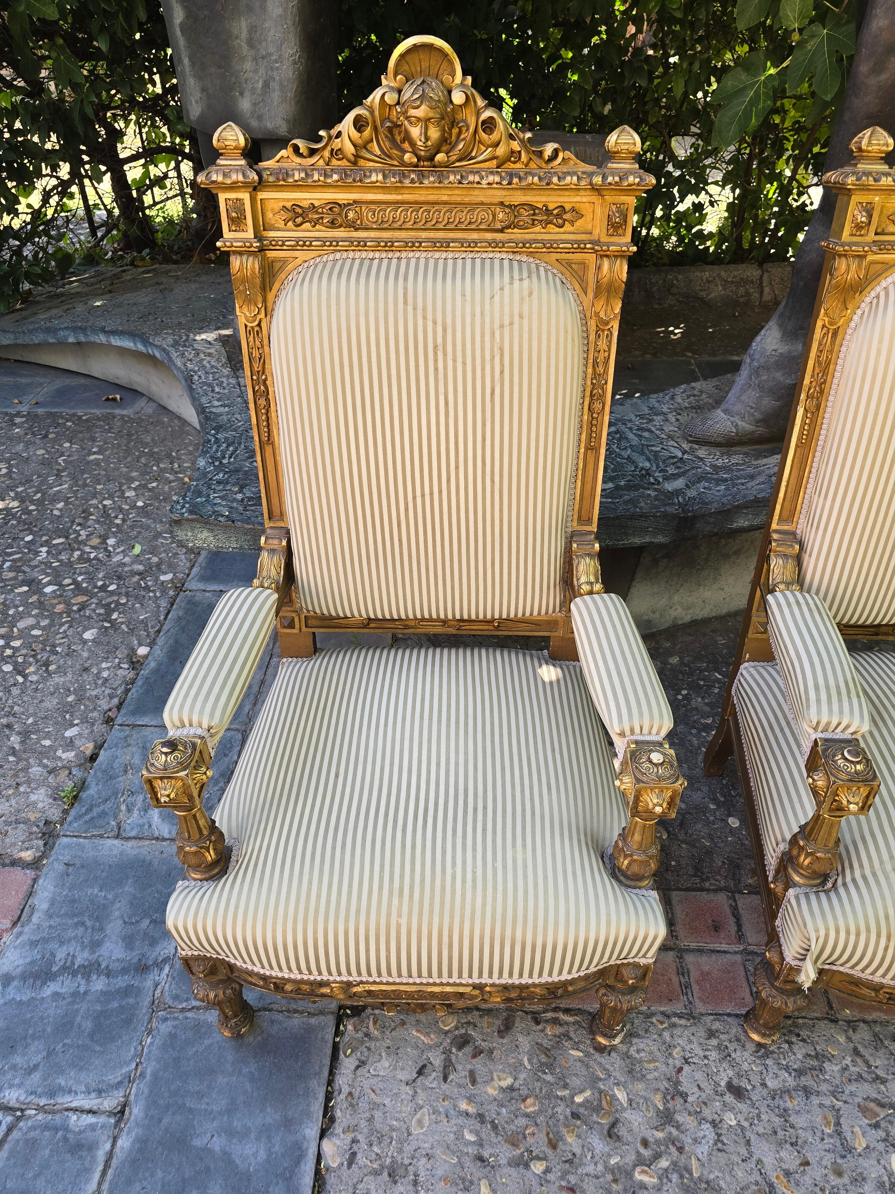 Pair of 19th Century Gilded French Armchairs For Sale at 1stDibs