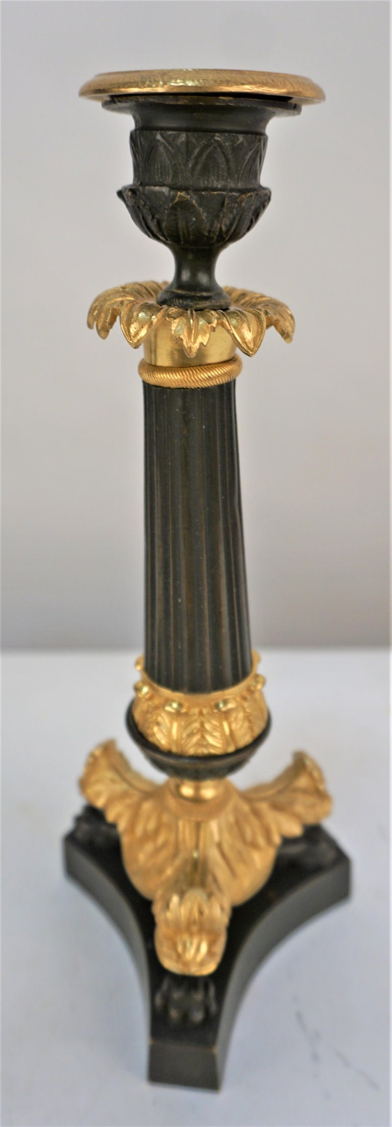 Pair of 19th Century Gilt Bronze Candlesticks For Sale at 1stDibs