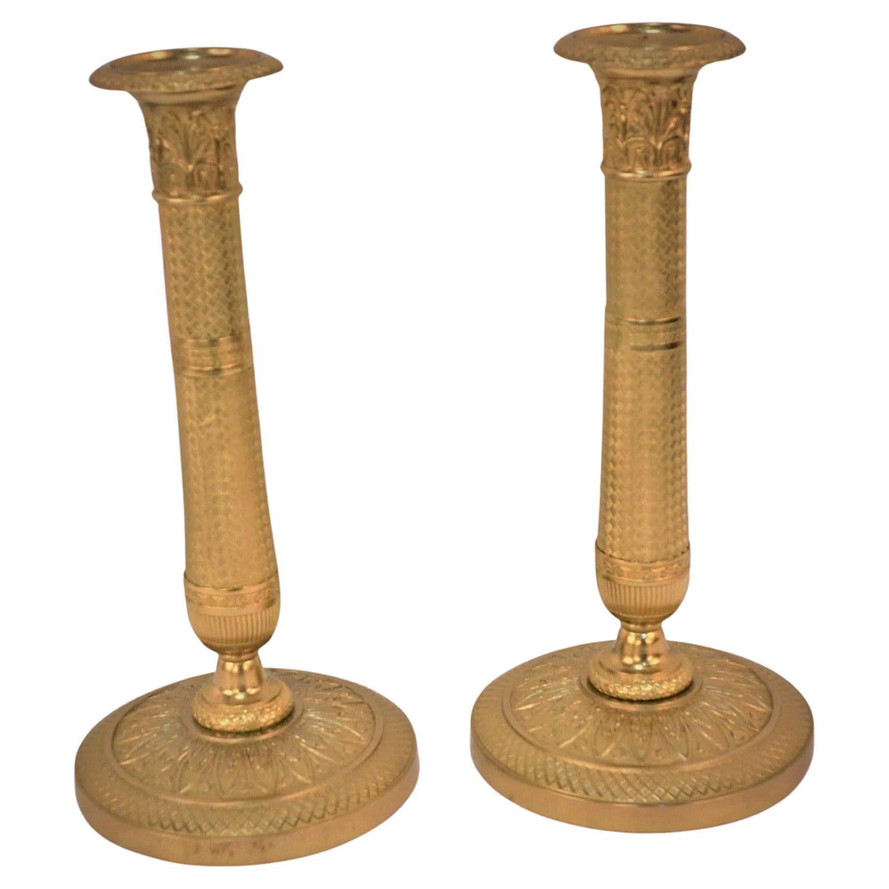 Pair of 19th Century Italian Gilt Bronze Candlesticks For Sale at 1stDibs