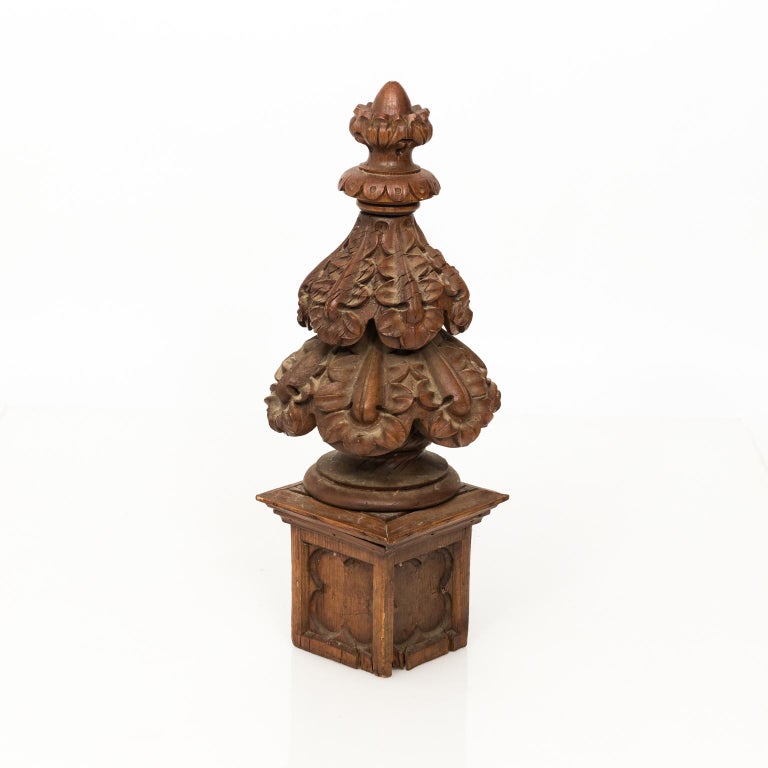 Pair of 19th Century Gothic Style Wood Carved Finials at 1stDibs