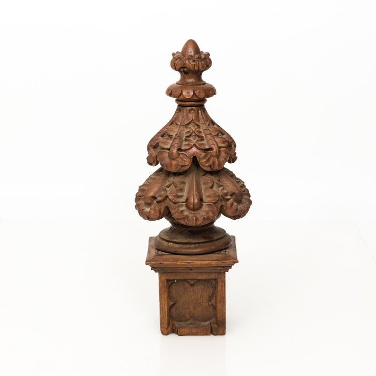 Pair of 19th Century Gothic Style Wood Carved Finials at 1stDibs