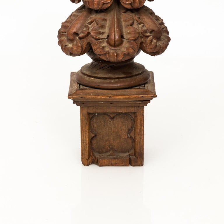 Pair of 19th Century Gothic Style Wood Carved Finials at 1stDibs