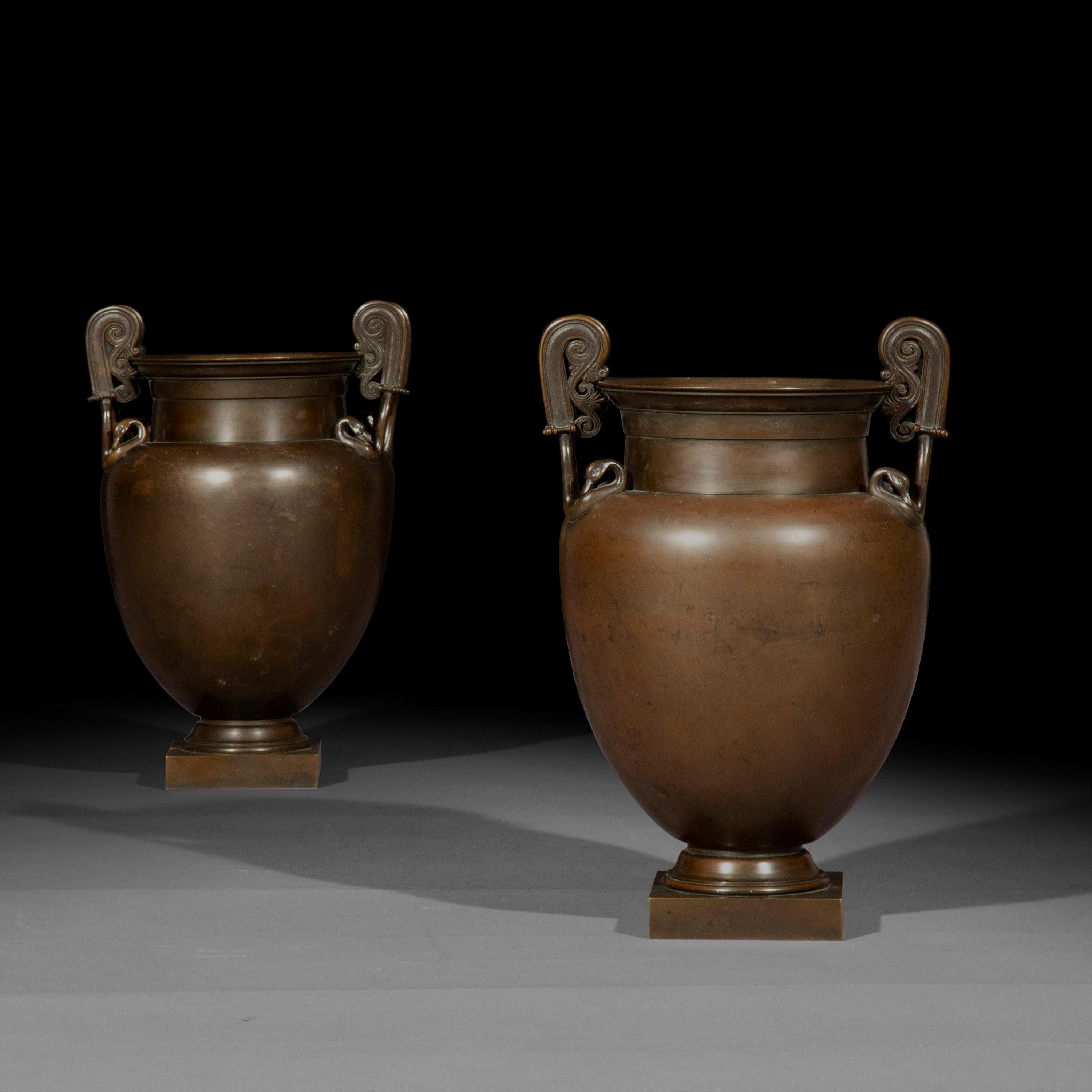 Pair of 19th Century Grand Tour Bronze Volute Krater Vases For Sale at ...